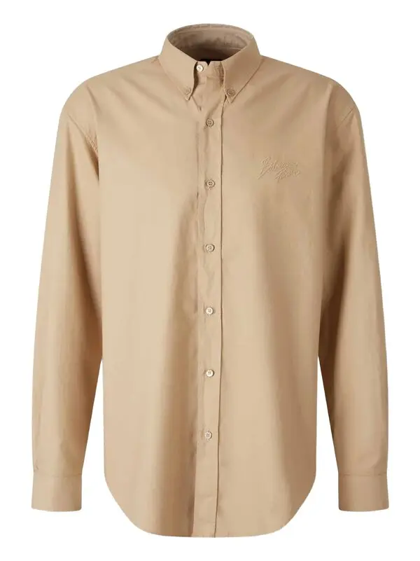 Balmain Long Sleeve Classic Button-up Shirt Size - Beige