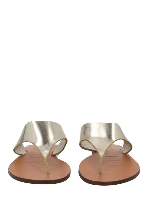 Manebí Metallic Goat Leather Thong Sandals - Silver