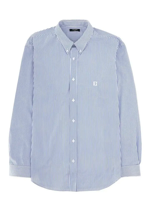Balmain Striped-pattern Shirt - Azure