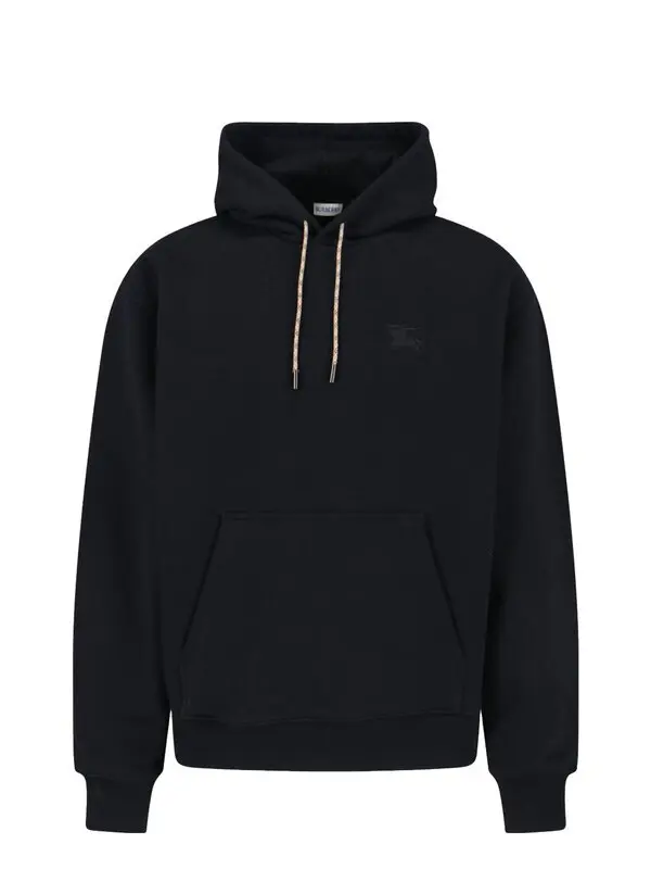 Burberry Embroidered Equestrian Knight Hooded Cotton Hoodie - Black