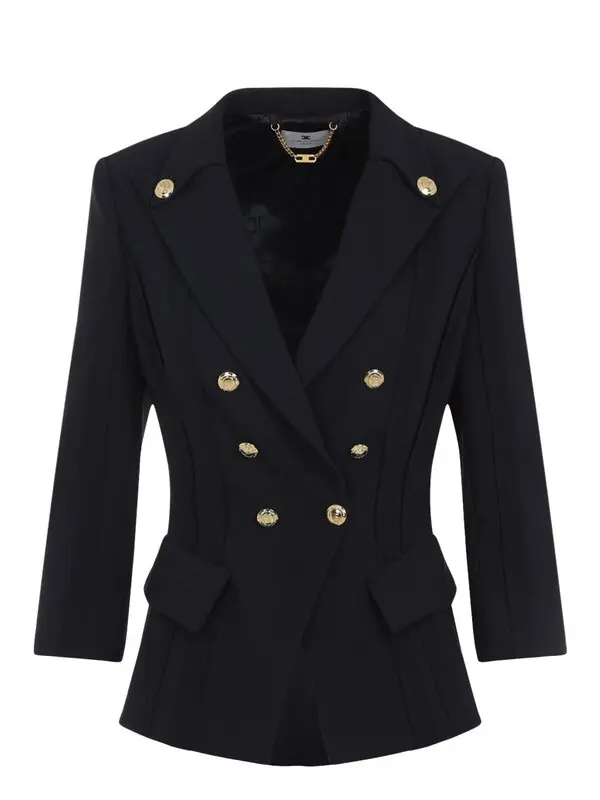 Elisabetta Franchi Double Breasted Tailored Jacket - Black