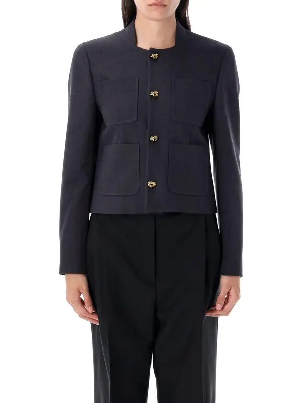 Bottega Veneta Cotton And Viscose Blazer With Knotted Detail - Grey