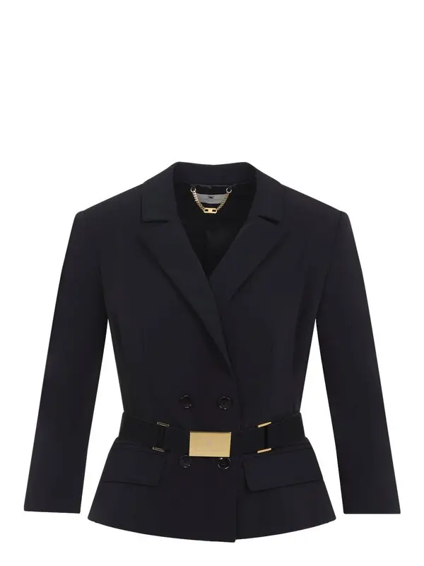 Elisabetta Franchi Belted Vela Jacket - Black