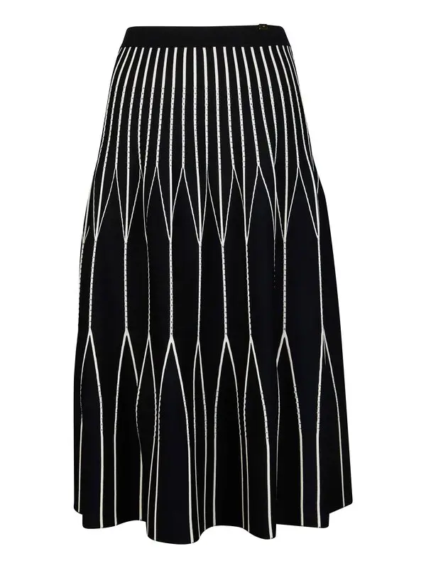 Elisabetta Franchi Black Stretch Mini Skirt With White Geometric Print - Nero