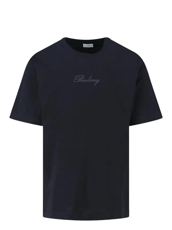 Burberry Rib-knit Neckline T-shirt With Embroidered Lettering Size - Black