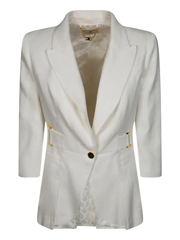 Elisabetta Franchi Tailored Blazer With Notched Lapel And Button Detail - Bianco
