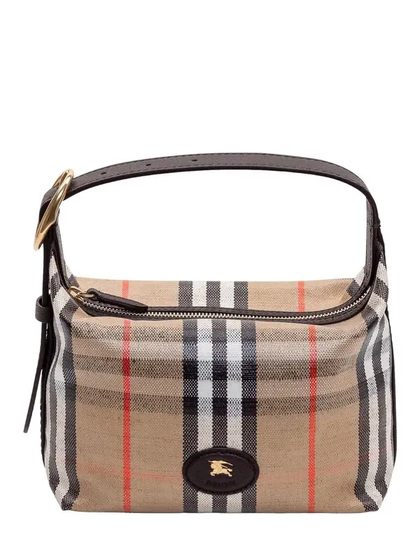 Burberry Mini Soft Fabric Clutch With Monogram And Logo - Sand
