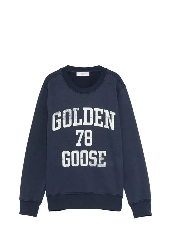 GOLDEN GOOSE Crewneck Sweatshirt With Graphic Logo - Blue