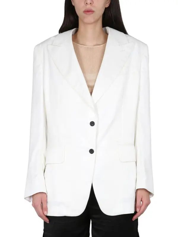TOM FORD Double-breasted Cotton-blend Velvet Blazer - White