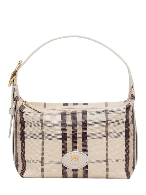 Burberry Mini Clutch In Soft Fabric And Leather - Light Beige