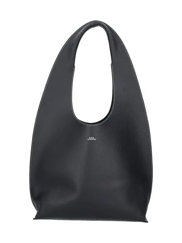 A.p.c. Leather Hobo Tote Bag - Black