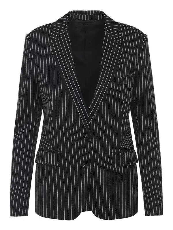 TOM FORD Striped Wool Cotton Barathea Single-breasted Jacket - Black