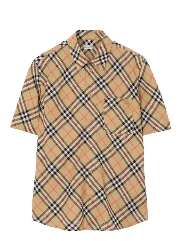 Burberry Mini Checkered Short-sleeve Shirt - Sandcheck