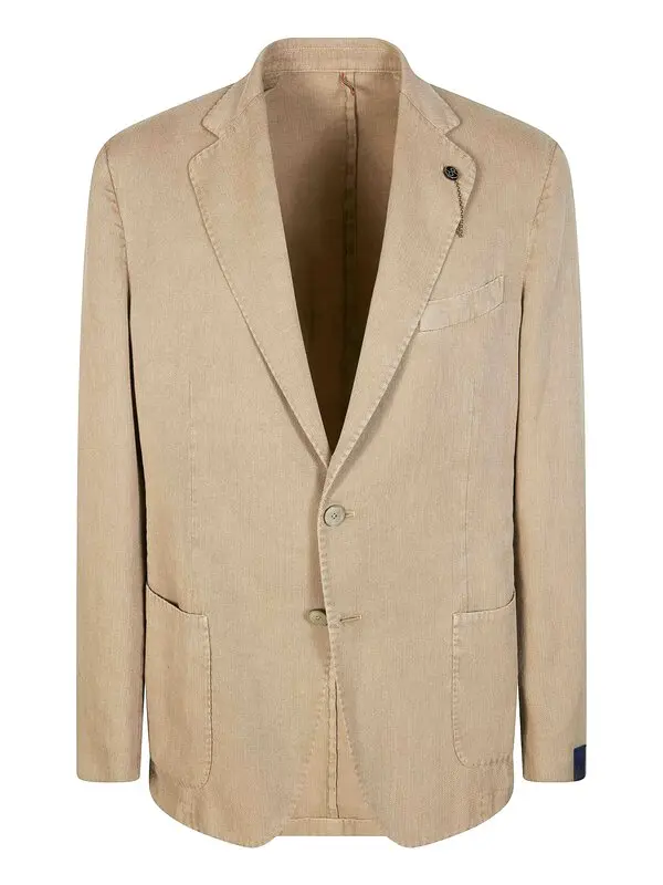 SANTANIELLO Pin Detail Single Breasted Blazer - Beige