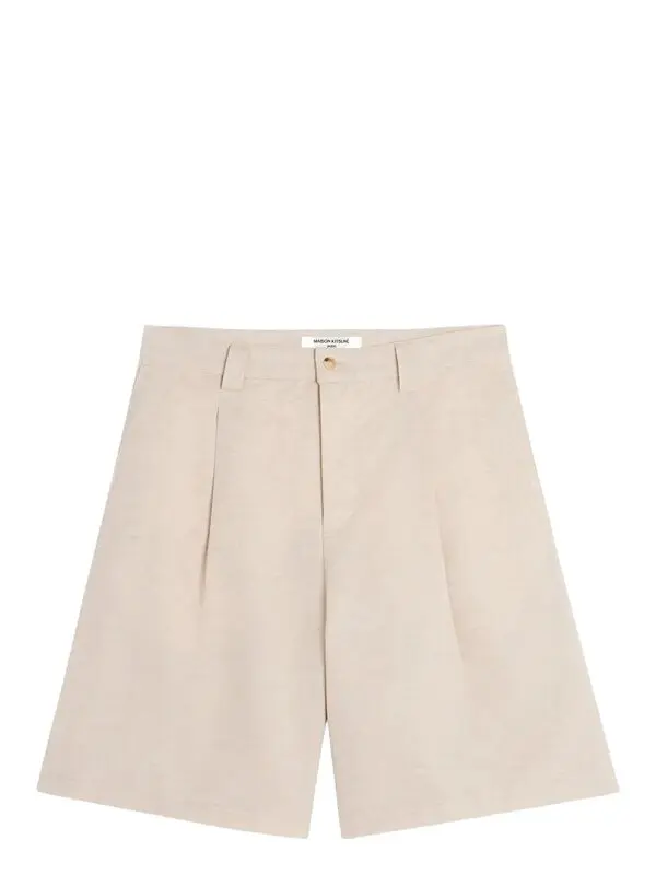 Maison Kitsuné Pleated Mini Shorts - Macadamia