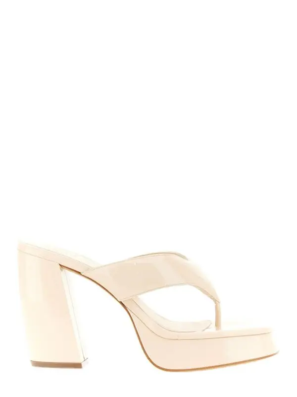 GIA BORGHINI Patent Leather Platform Thong Sandals - Ivory