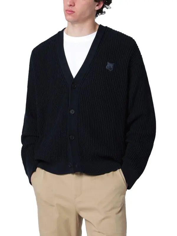 Maison Kitsuné Cotton Ribbed Cardigan - Classynavy