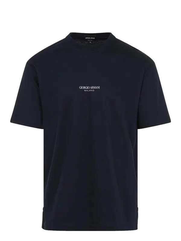 Giorgio Armani Classic Cotton T-shirt For Ss26 Collection - Blue