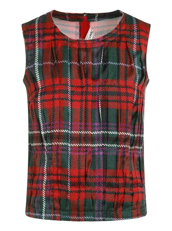 Comme Des Garçons Tartan Pleated Top - Multicolour