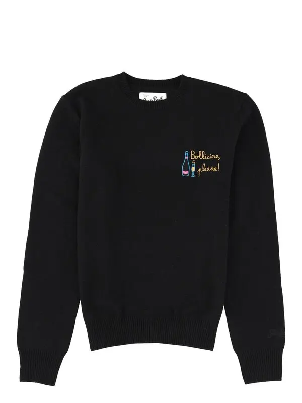 MC2 SAINT BARTH Embroidered Crewneck Sweater - Black