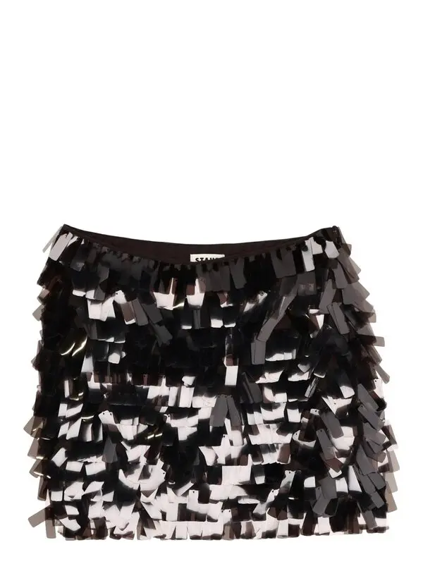 Staud Sequin Fringe Mini Skirt - Brown
