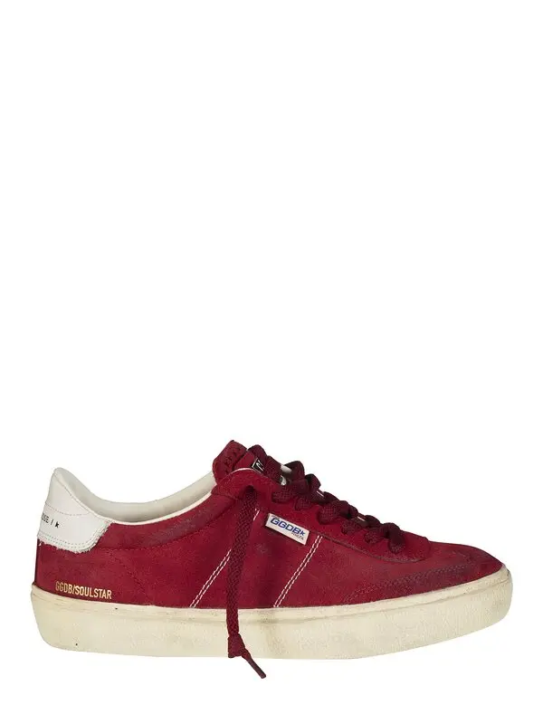 GOLDEN GOOSE Mini Soulstar Suede Sneakers With Leather Heel - Rosso