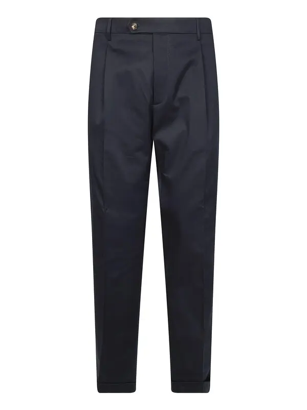 BERWICH Relaxed Fit Cotton Blend Trousers - Blu