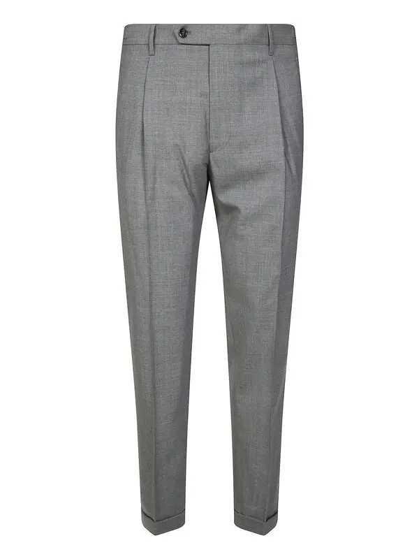 BERWICH Relaxed Fit Cotton Blend Trousers - Grigio