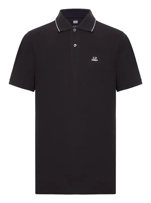 C.P. COMPANY C. P. Company Stretch Piquet Short Sleeve Logo T-shirt - Black