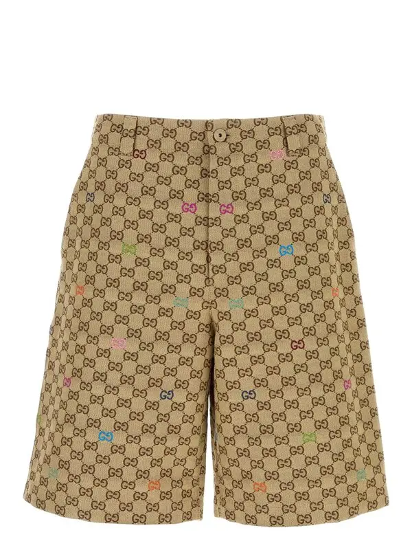 Gucci Multicolor Fil Coupé Bermuda Shorts - Beige