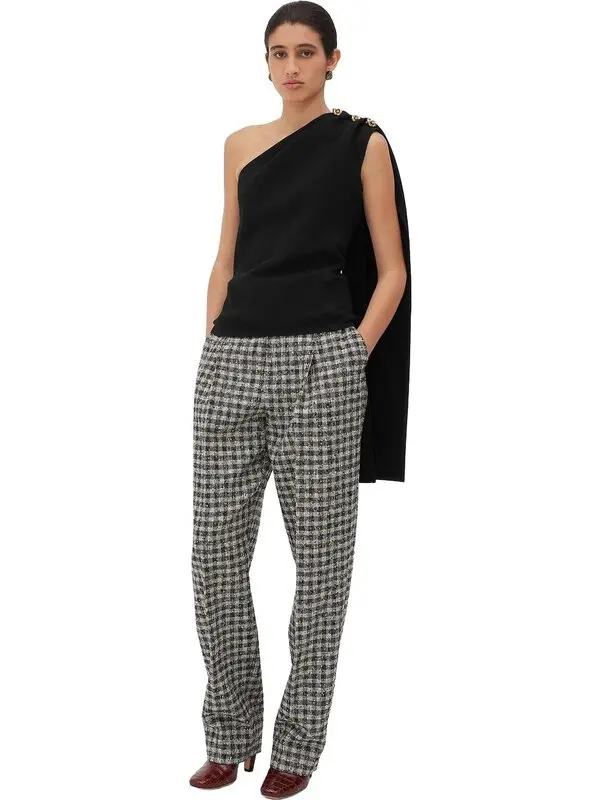 Bottega Veneta One-shoulder Cape Top With Embellished Shoulder - Black
