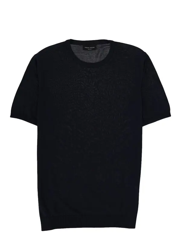 ROBERTO COLLINA Short Sleeve Fine Knit Sweater - Blue