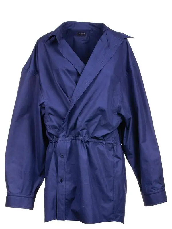 Balenciaga Shirt Dress" Cotton Mini Dress - Blue
