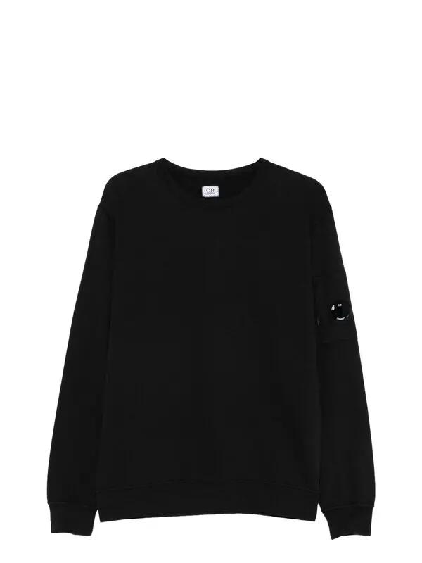 C.P. COMPANY Light Fleece Crewneck Sweatshirt With Zip Pocket And Lens - Black