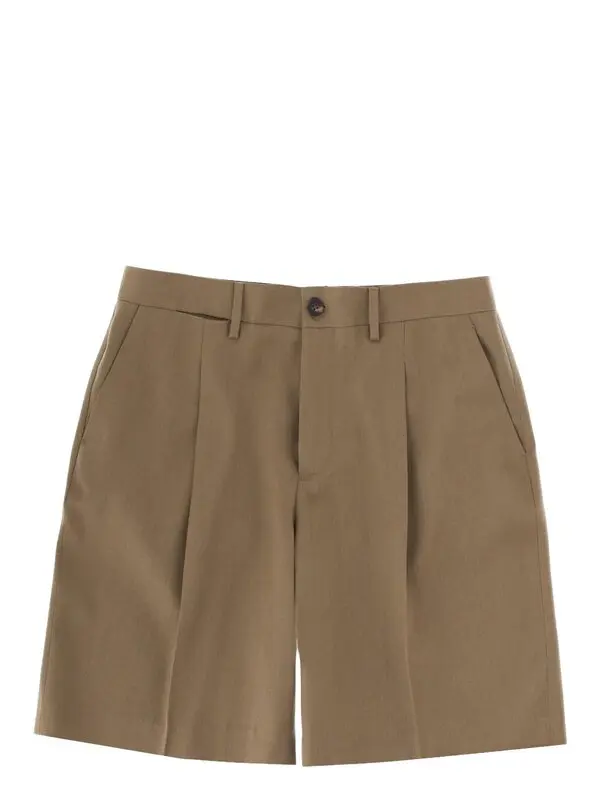 GOLDEN GOOSE Pleated Virgin Wool Tailored Shorts - Green