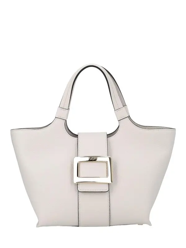 ROGER VIVIER Belle Vivier Mini Shopping Bag In Leather - White