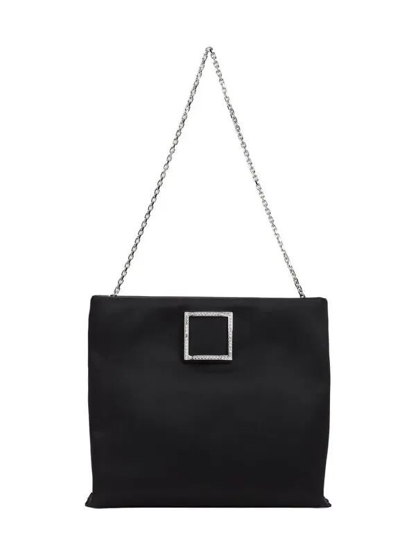 ROGER VIVIER Trompette Strass Soft Satin Clutch - Black