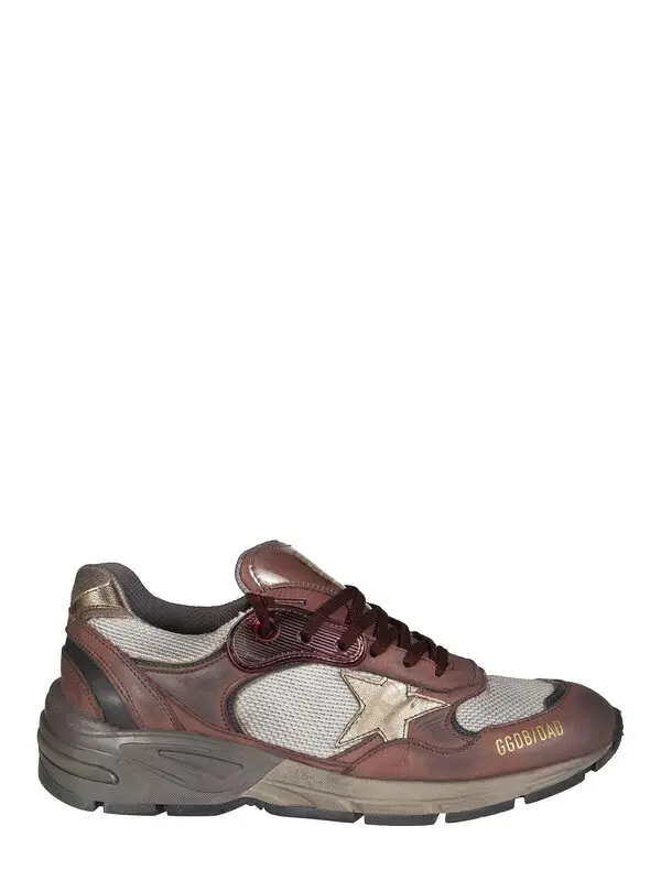 GOLDEN GOOSE Running Dad" Laminated Star Sneakers - Marrone