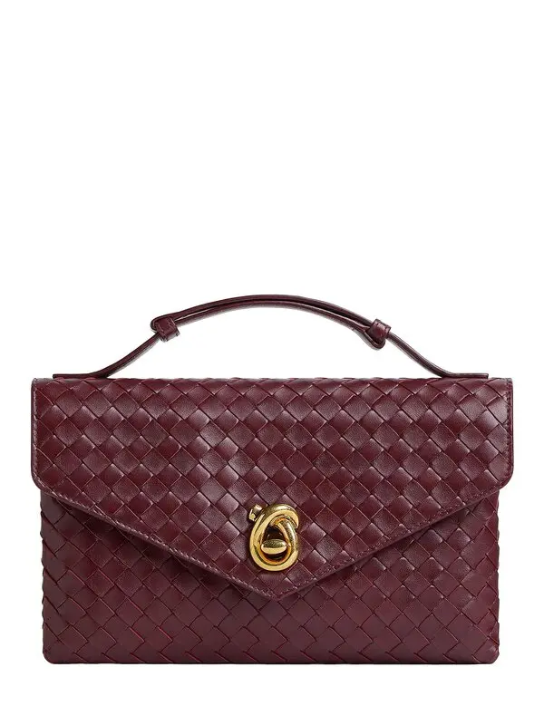 Bottega Veneta Mini Woven Leather Handbag With Adjustable Strap - Red