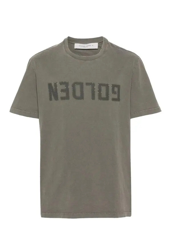 GOLDEN GOOSE T-shirt With Golden Lettering - Green