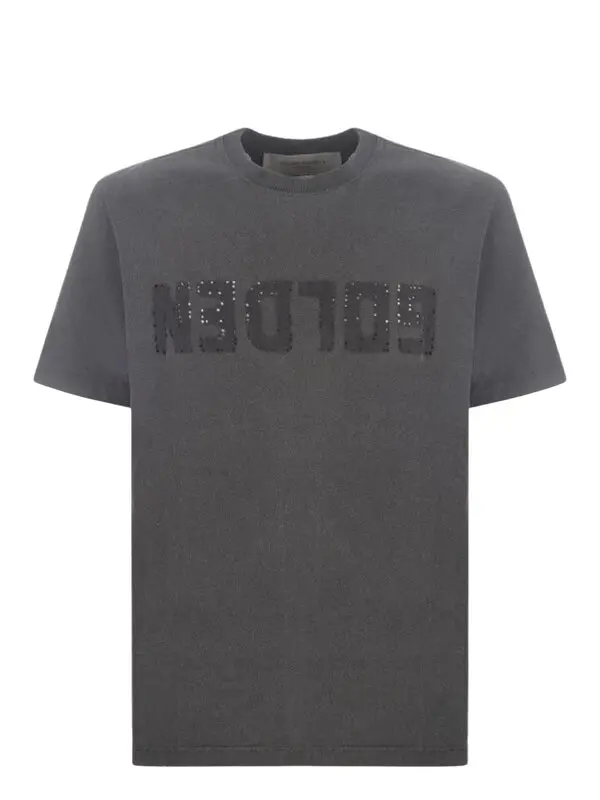 GOLDEN GOOSE Vintage Effect Cotton Logo T-shirt For - Grigio