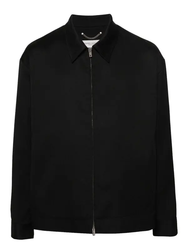 GOLDEN GOOSE Virgin Wool Zip-up Shirt Jacket - Black