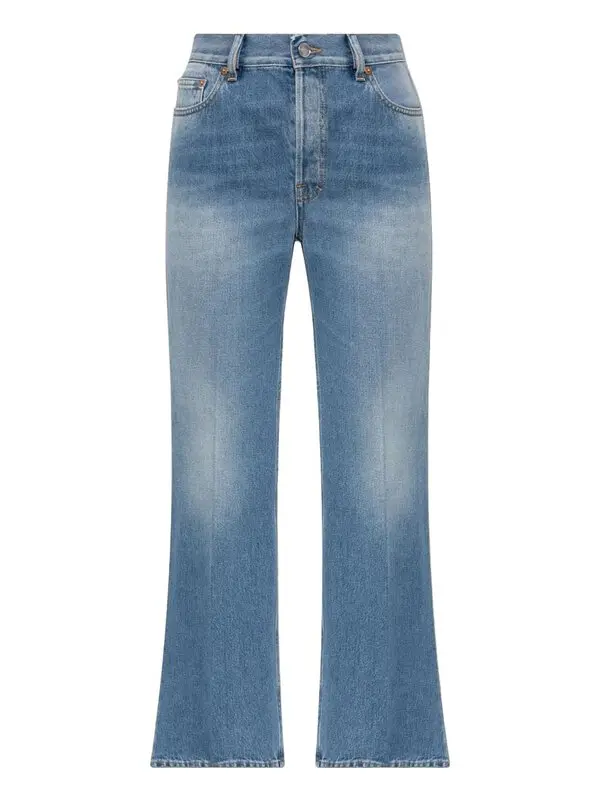 Gucci Cropped Flare Jeans With Logo Label - Denim