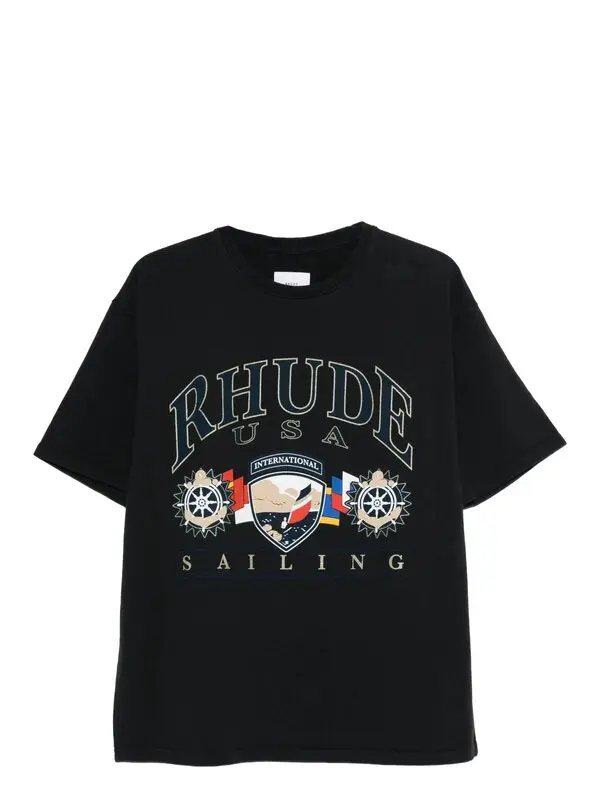 Rhude Sailing-inspired Graphic Tee - Black