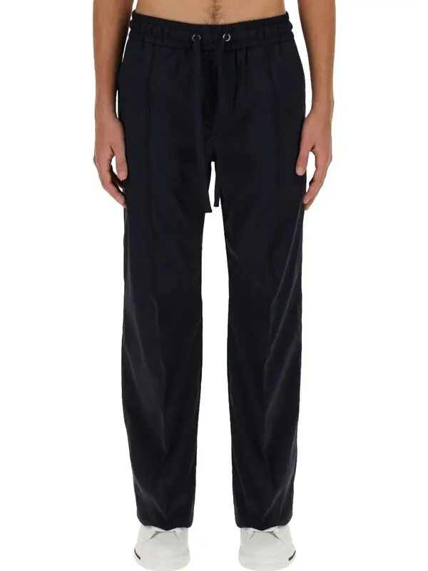 Dolce & Gabbana Navy Nylon Drawstring Trousers - Blue