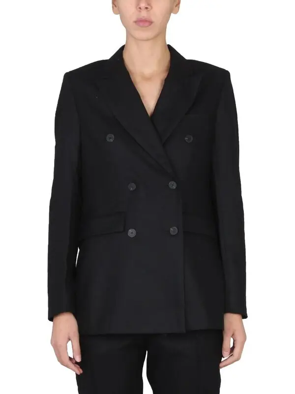 Remain Birger Christensen Peaked Lapel Double-breasted Mini Jacket - Black