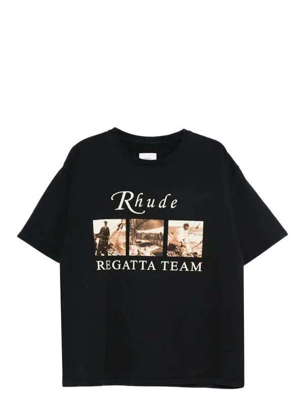 Rhude Classic Crew Neck T-shirt With Front Print - Black