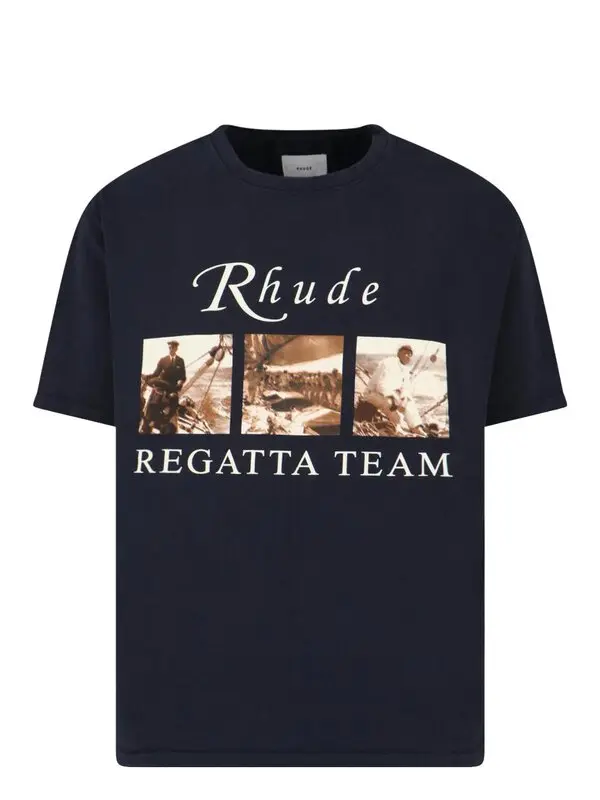 Rhude Classic Crew Neck T-shirt With Front Print - Black