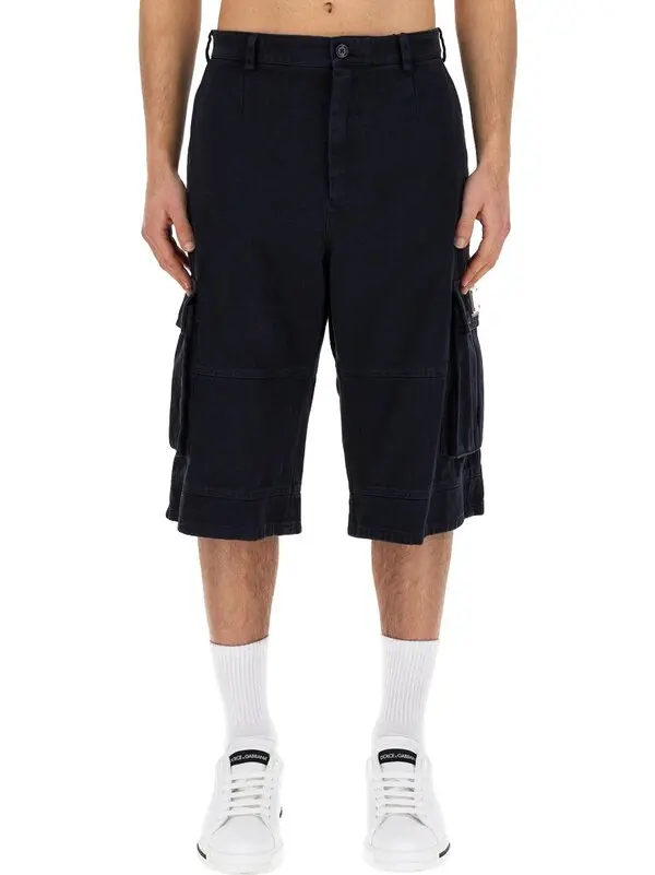Dolce & Gabbana Cotton Cargo Bermuda Shorts - Blue