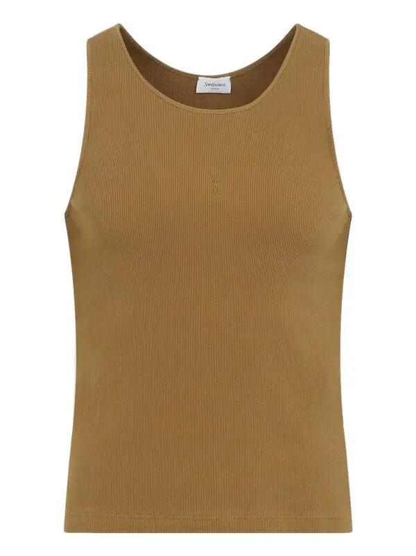 Saint Laurent Ribbed Tank Top - Brown